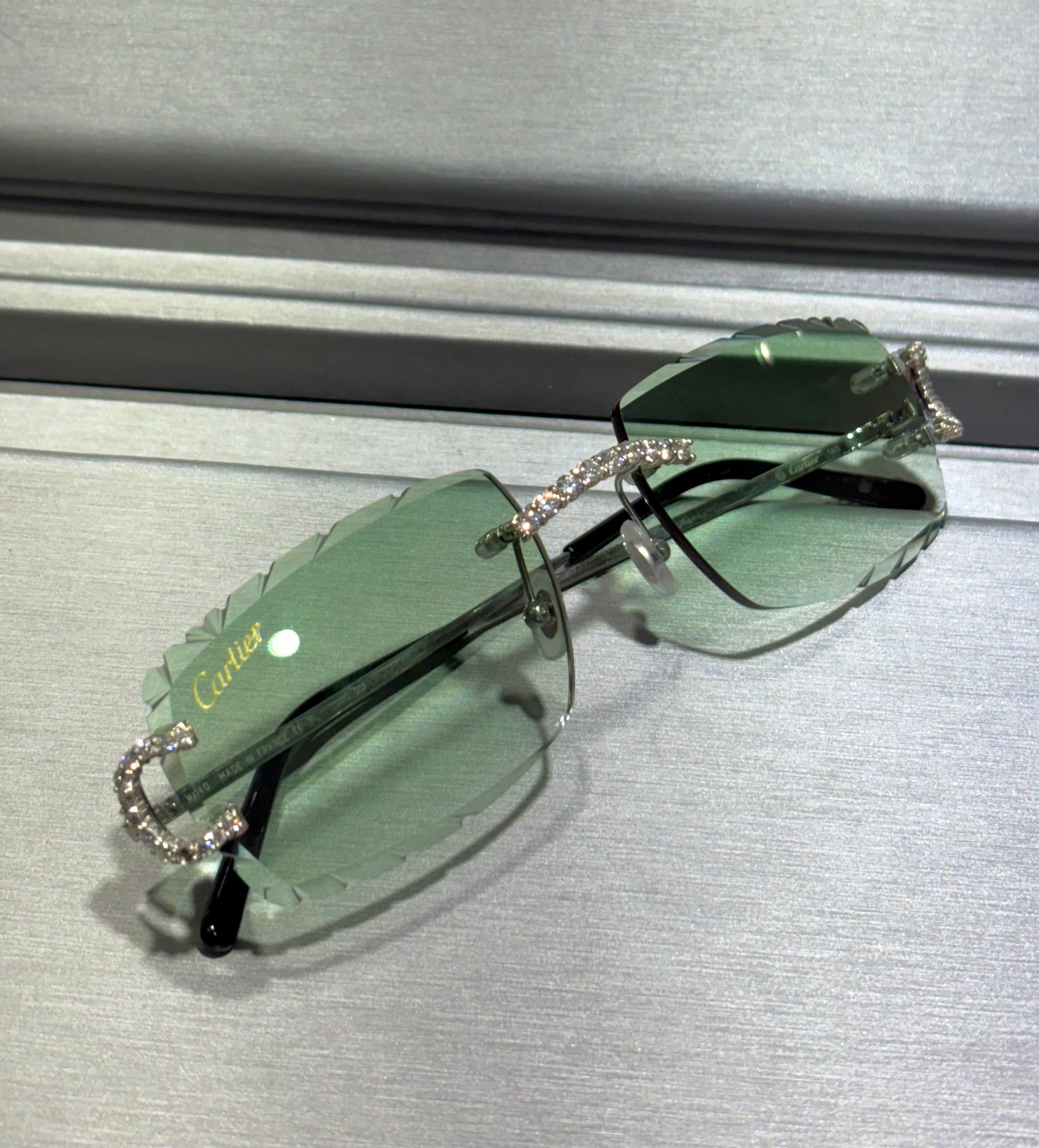 Custom Diamond LUXURY Green Glasses – Melvin H NYC